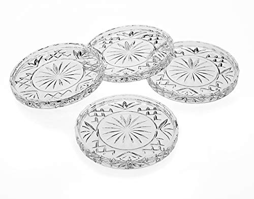 Lefonte Crystal Coasters, Coaster Barware, Set of 4