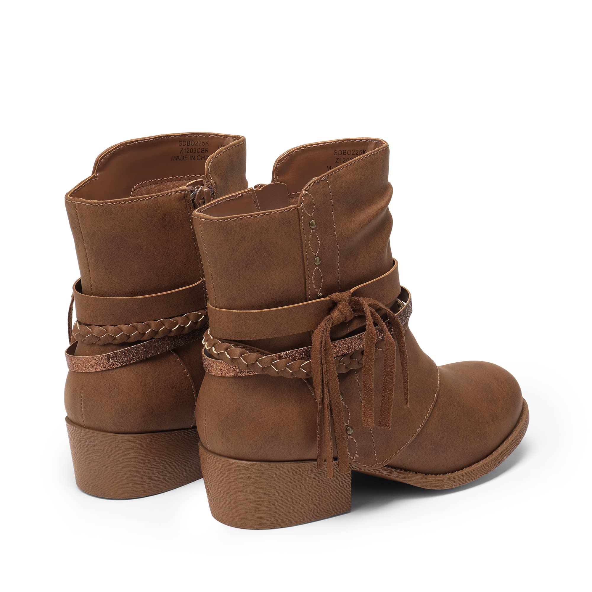 DREAM PAIRS Girls SDBO225K Ankle Boots Side Zipper Low Heels Boots Size 1 CAMEL