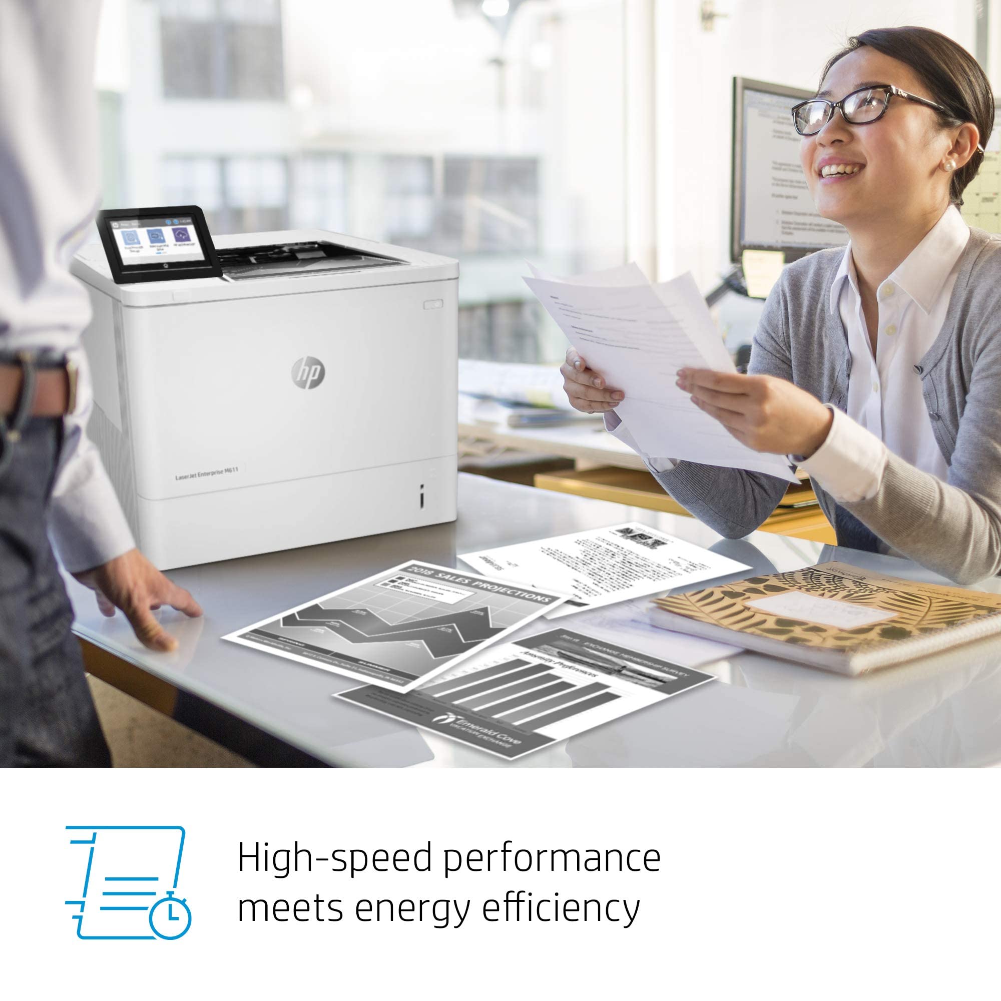 HP Laserjet Enterprise M611dn Monochrome Duplex Printer (7PS84A) (Renewed)