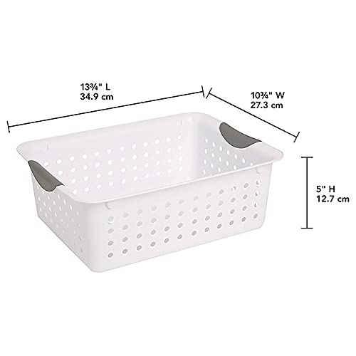 Sterilite Medium Ultra Basket Plastic Storage Bin Organizer - White (Pack of 12)