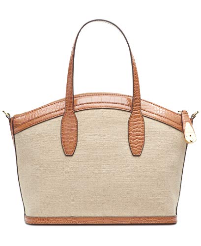 Calvin Klein Statement Series Lock Daytonna Leather Top Zip Satchel, Natural