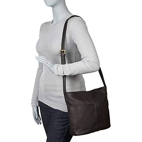 Le Donne Leather Two Slip Pocket Shoulder Bag (Black)