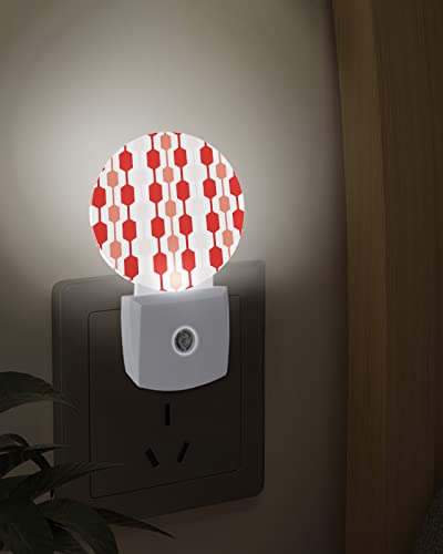 ILYBEEN Mid Century Abstract Hexagon LED Night Lights Plug-in Nightlight with Auto Dusk to Dawn Sensor,Gradient Color Geometric Art Round Lamp for Bedroom,Hallway,Bathroom