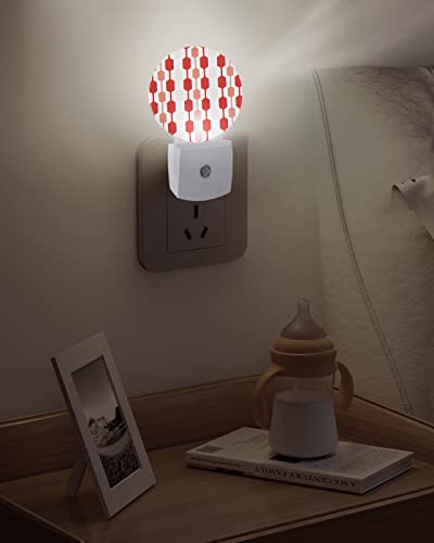 ILYBEEN Mid Century Abstract Hexagon LED Night Lights Plug-in Nightlight with Auto Dusk to Dawn Sensor,Gradient Color Geometric Art Round Lamp for Bedroom,Hallway,Bathroom