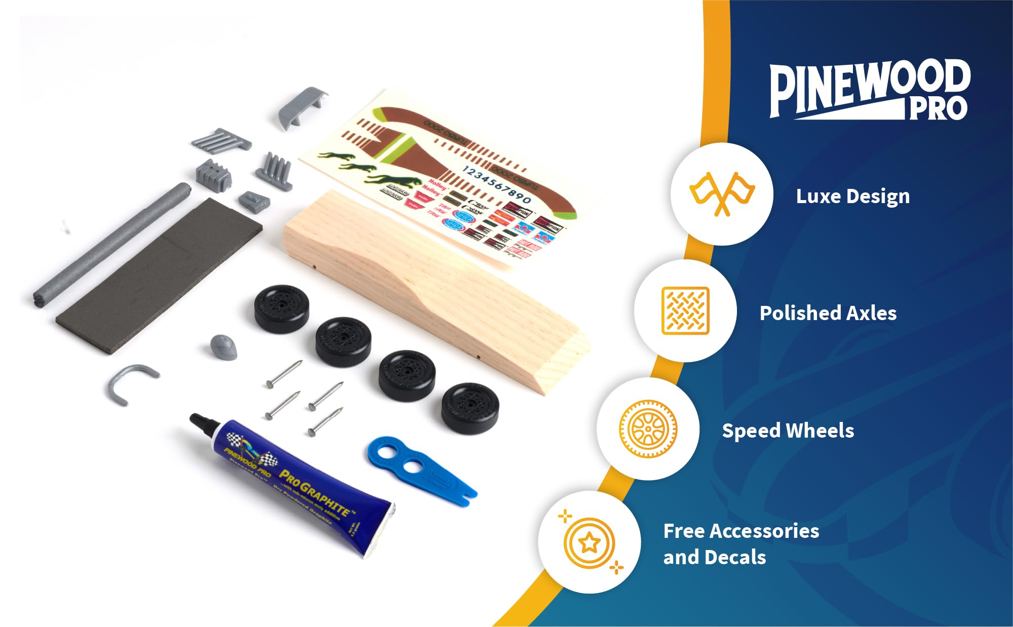Pine Derby Car Kit with PRO Graphite to Build The Ferrari by Pinewood Pro