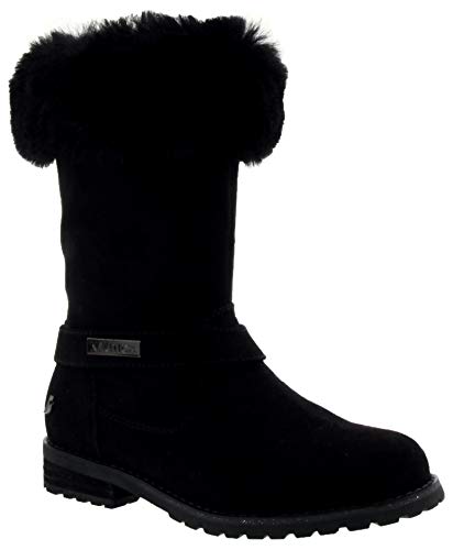 NAUTICA Girls Youth Warm Cold Weather Fashion Boots With Sherpa Fur Upper-Cosima Black-Size-3