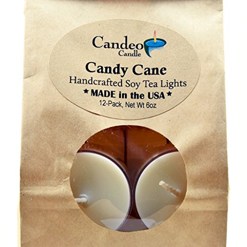 Candy Cane, Holiday Scented Soy Tealights, 12 Pack Clear Cup Candles, Christmas Candles
