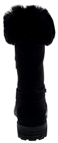 NAUTICA Girls Youth Warm Cold Weather Fashion Boots With Sherpa Fur Upper-Cosima Black-Size-3