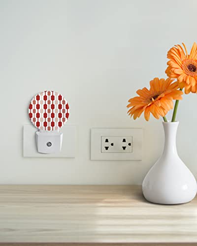 ILYBEEN Mid Century Abstract Hexagon LED Night Lights Plug-in Nightlight with Auto Dusk to Dawn Sensor,Gradient Color Geometric Art Round Lamp for Bedroom,Hallway,Bathroom