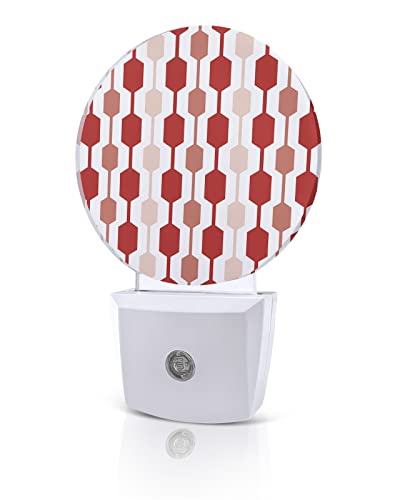 ILYBEEN Mid Century Abstract Hexagon LED Night Lights Plug-in Nightlight with Auto Dusk to Dawn Sensor,Gradient Color Geometric Art Round Lamp for Bedroom,Hallway,Bathroom