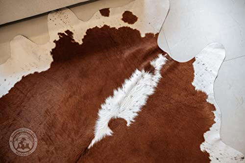 Genuine Hereford Red Brown and White Cowhide Rug Large 6 x 6-7 ft. 180 x 210 cm