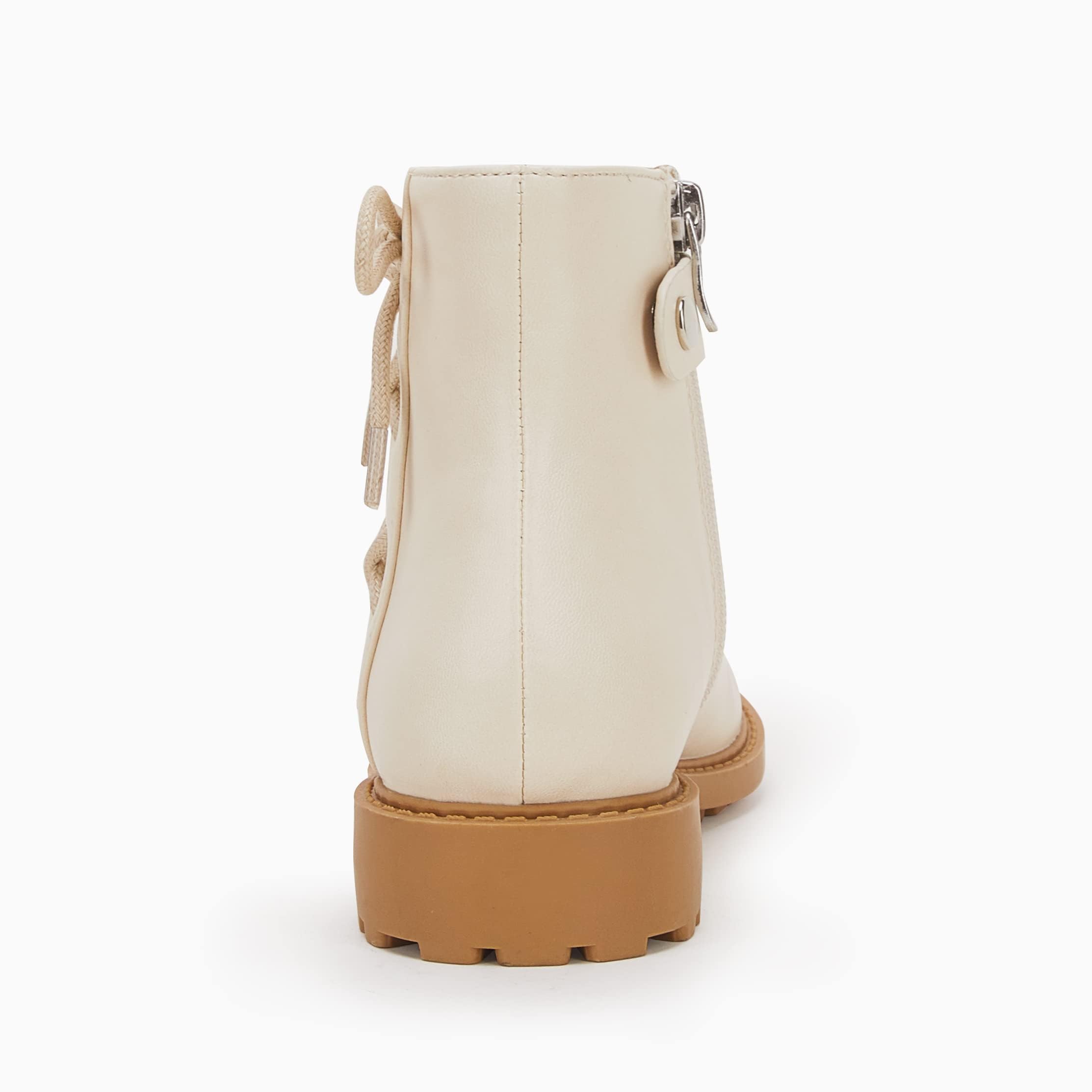 Coutgo Girls Tie Knot Ankle Boots Kids Side Zipper Chunky Low Heel Faux Leather Dress Booties