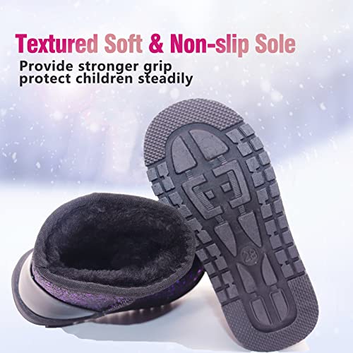 Elcssuy Girls Glitter Snow Boots Toddler/Little Girls Warm Winter Comfy Outdoor Sparkle Boots (1 Little Kid, Black, numeric_1)