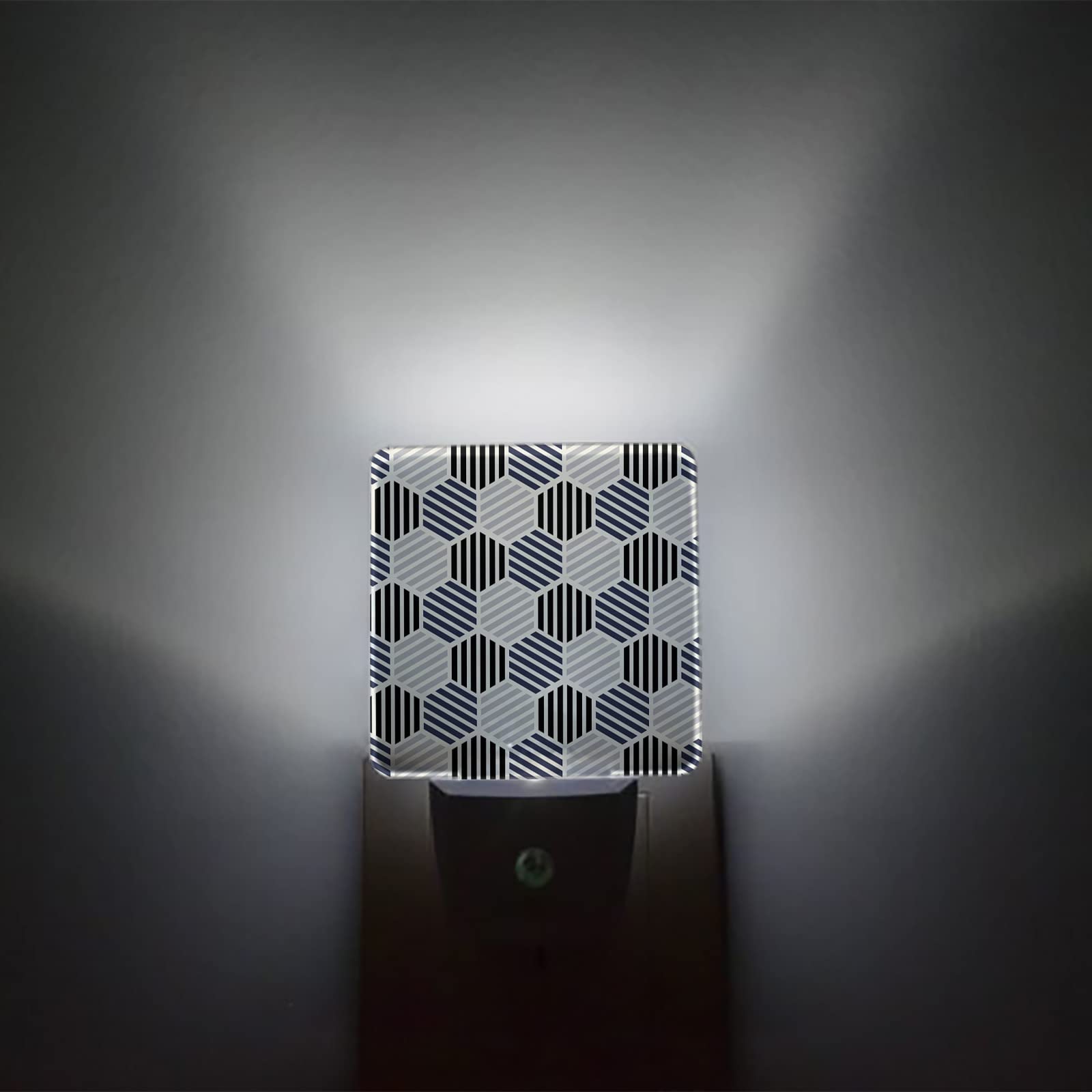 Big buy store Night Lights Auto Sensor Black Gray Hexagon Plug-in LED Nightlights Dusk to Dawn for Living Room, Bedroom, Bathroom, Kitchen, Hallway, Stairways, Abstract Geometric