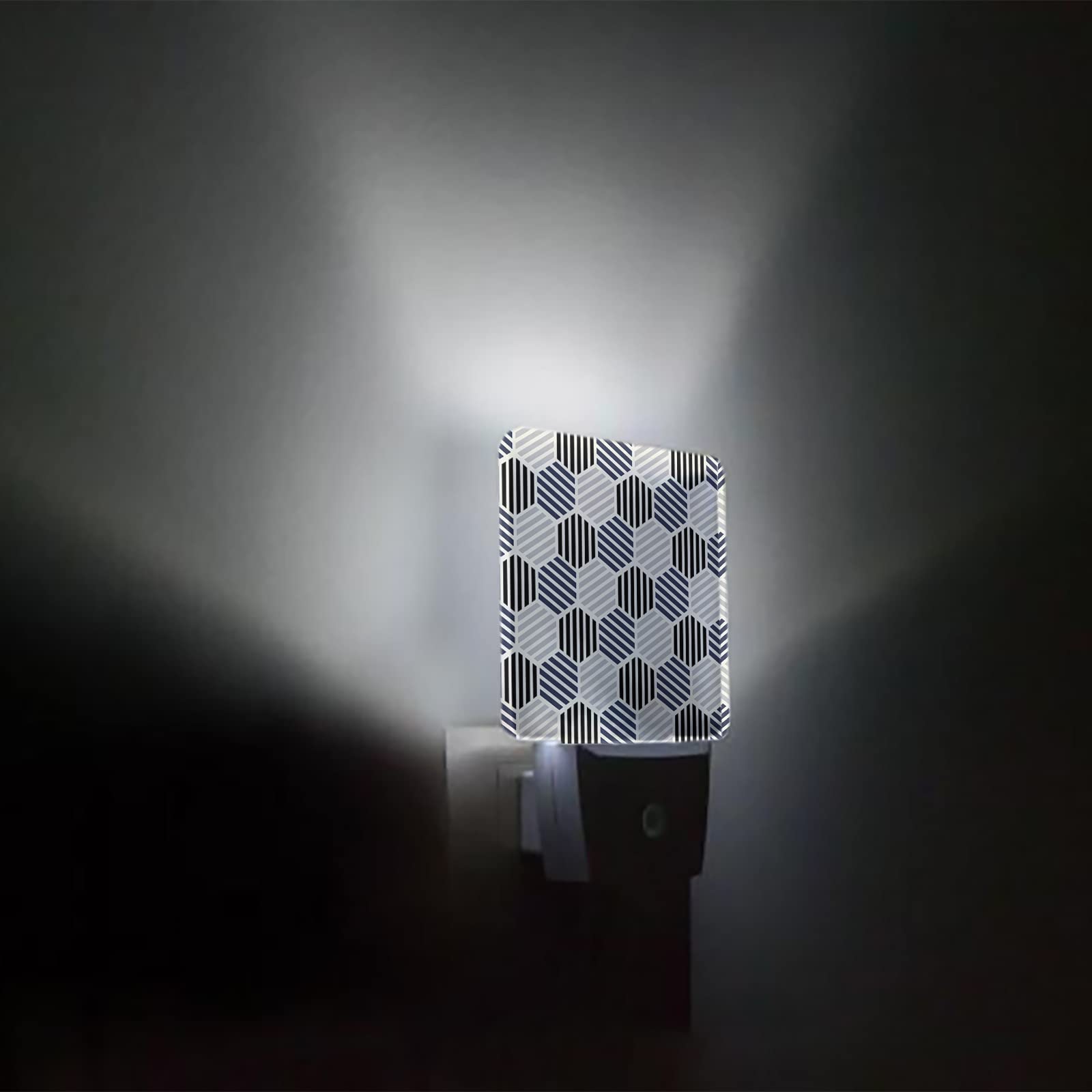 Big buy store Night Lights Auto Sensor Black Gray Hexagon Plug-in LED Nightlights Dusk to Dawn for Living Room, Bedroom, Bathroom, Kitchen, Hallway, Stairways, Abstract Geometric