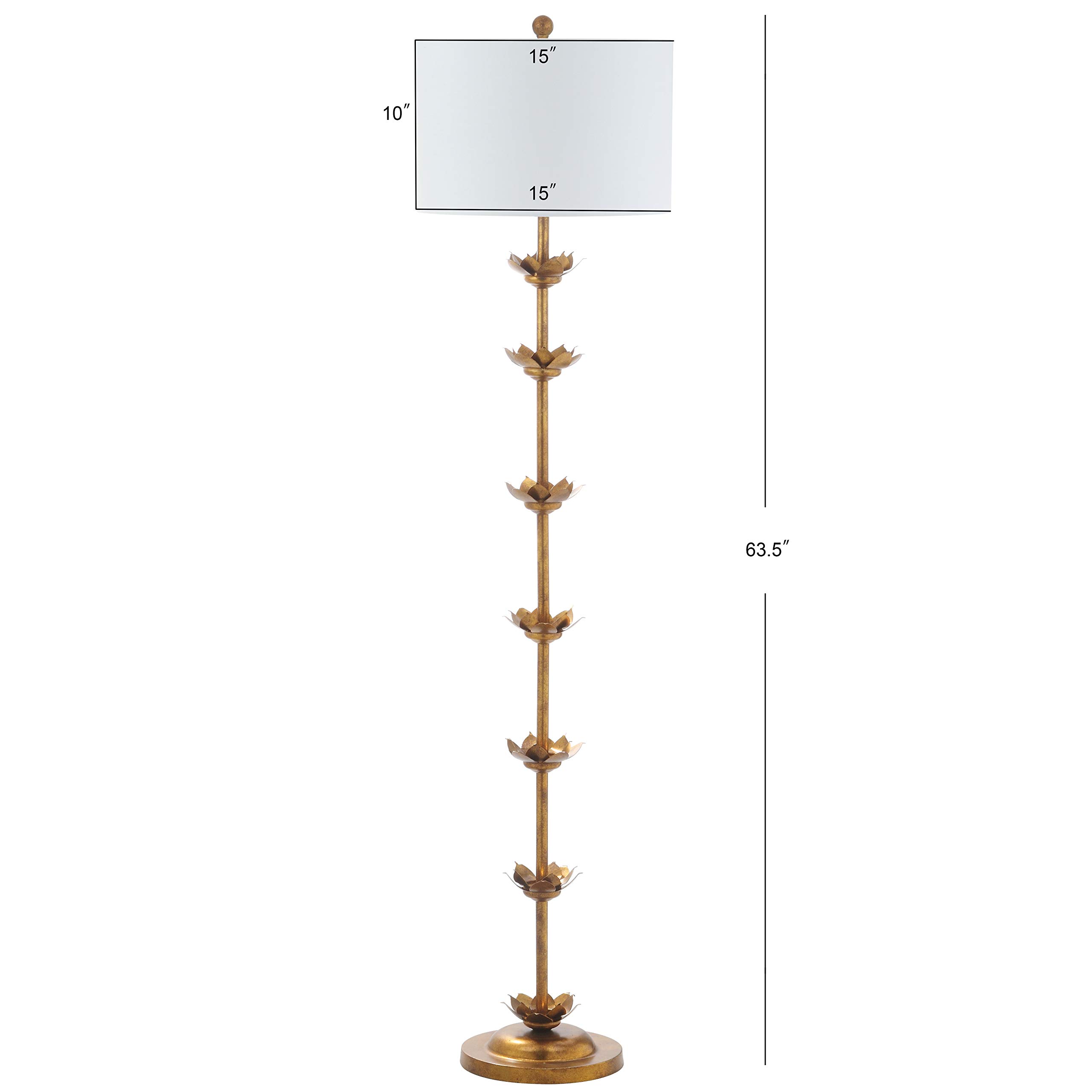 Safavieh FLL4003A Lighting Collection Landen Leaf 63.5" Antique Gold Floor Lamp
