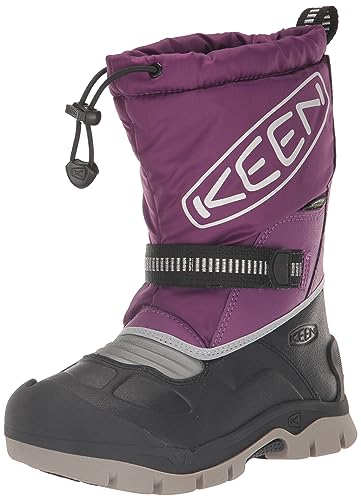 KEEN Snow Troll Insulated Waterproof Pull On Winter Boots, Charisma/Silver, 3 US Unisex Big Kid