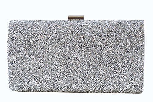 Covelin Women's Handbag Envelope Rhinestone Evening Clutch Bag Hot Silver