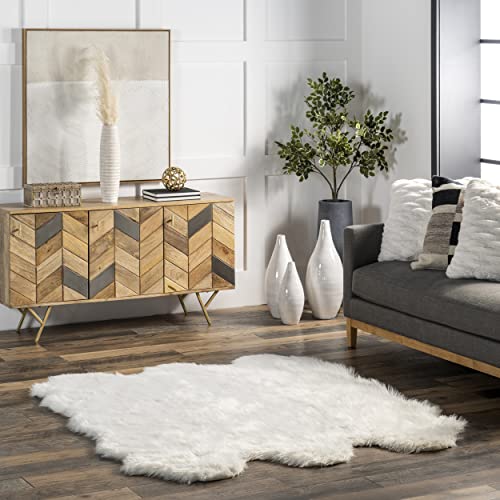 NuLOOM Deonna Faux Sheepskin Shag Area Rug, 5' 3" x 6', White