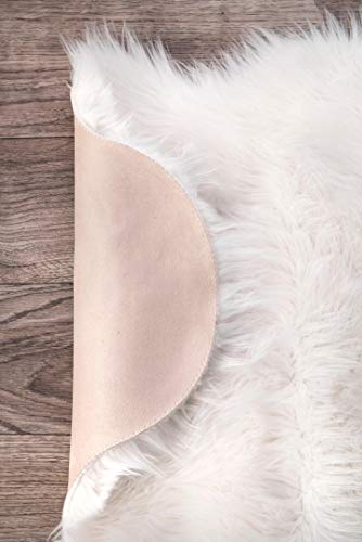 NuLOOM Deonna Faux Sheepskin Shag Area Rug, 5' 3" x 6', White