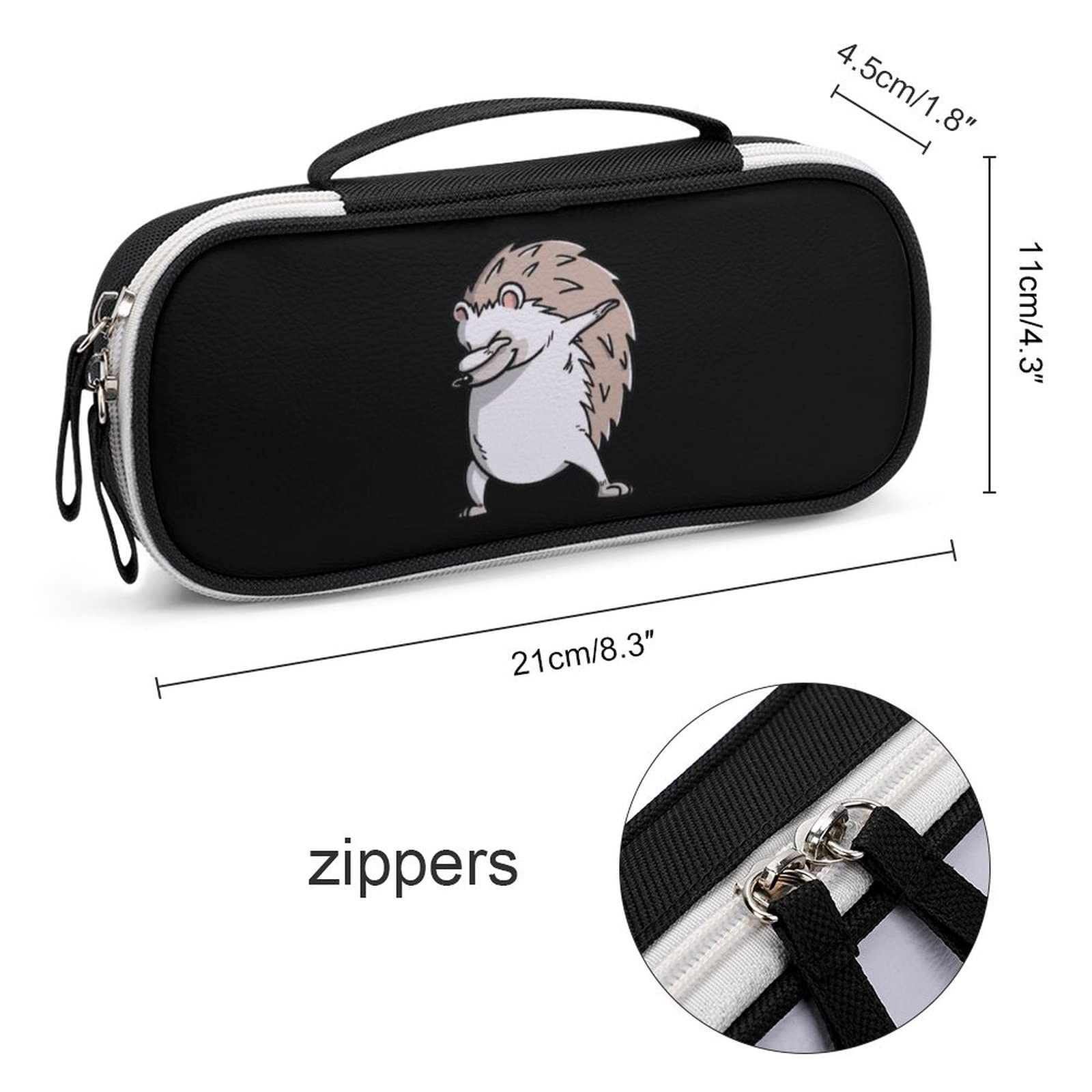 Dabbing Hedgehog Printed Pencil Case Bag Stationery Pouch with Handle Portable Makeup Bag Desk Organizer