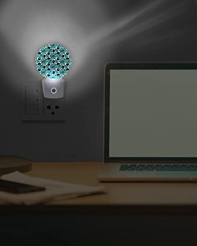 ILYBEEN Summer Monstera Tropical Leaves LED Night Lights Plug-in Nightlight with Auto Dusk to Dawn Sensor, Hexagon Texture Round Lamp for Bedroom,Hallway,Bathroom