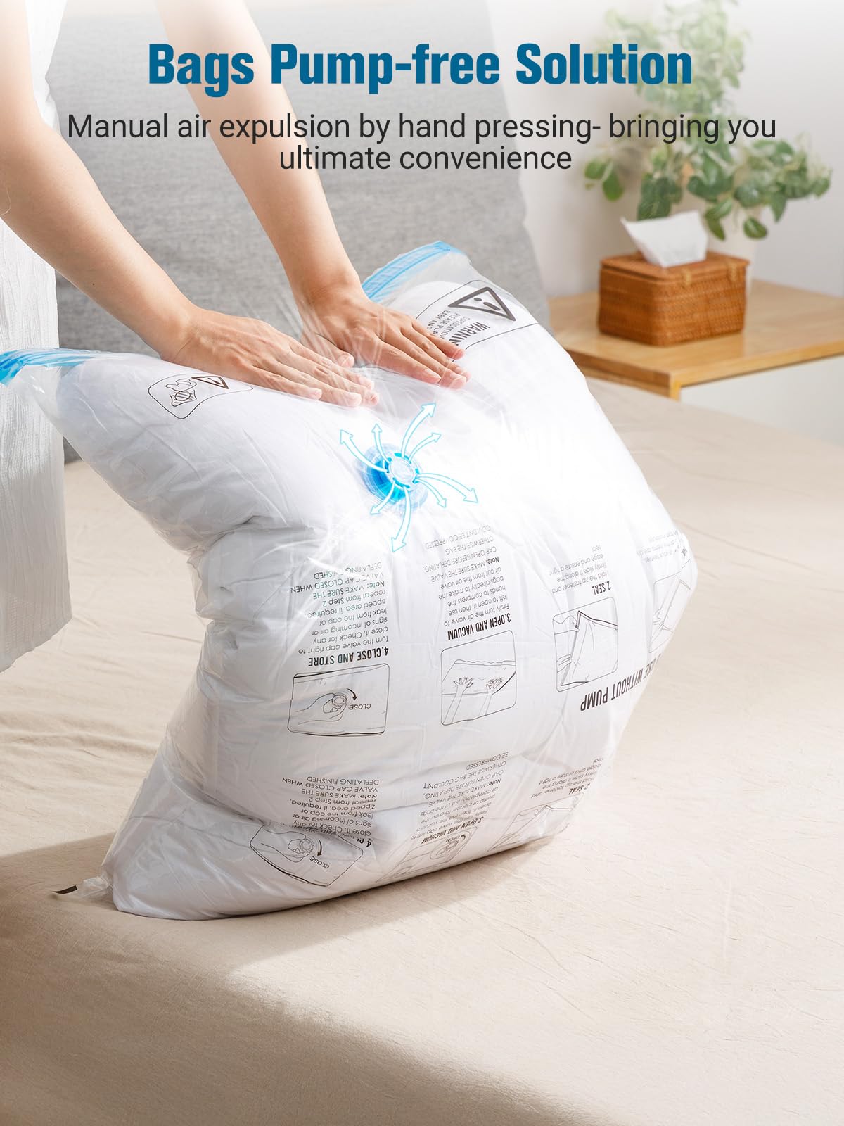 Vacuum Storage Bags with Electric Air Pump, 15 Pack (3 Jumbo, 3 Large, 3 Medium, 3 Small, 3 Roll Up Bags) Space Saver Bag, Vacuum Sealer Bags for Clothes, Blanket, Duvets, Pillows, Comforters, Travel