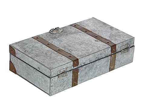 Deco 79 Metal Box with Hinged Lid, Set of 3 13", 16", 19"W, Gray