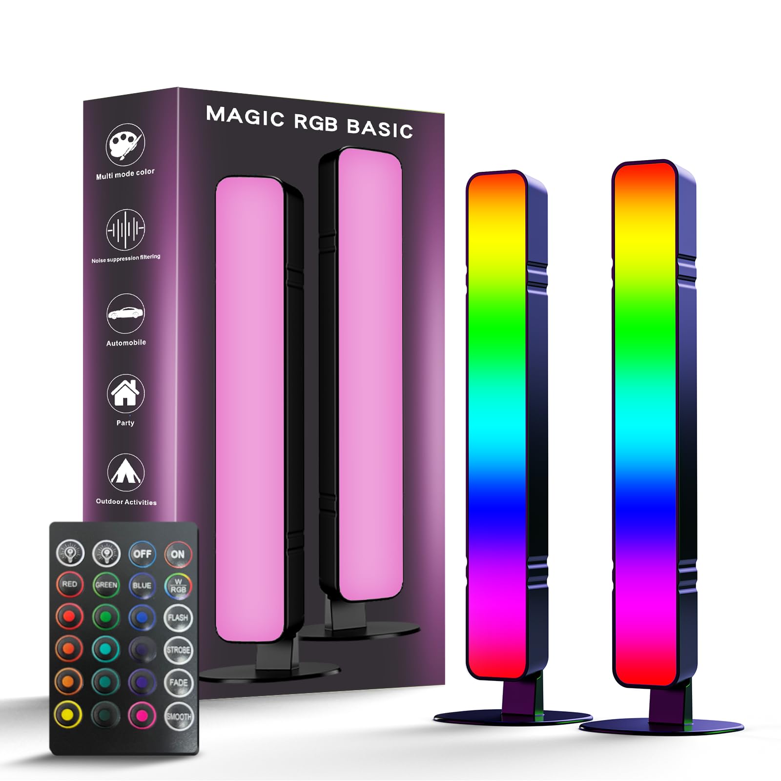 MICTUL LED Light Bar, Music Sync RGB Light Bar, USB Ambient Lamp, Color Changing Gaming TV Backlight with Remote Control, 15 Dynamic Modes for Room Gaming Decoration