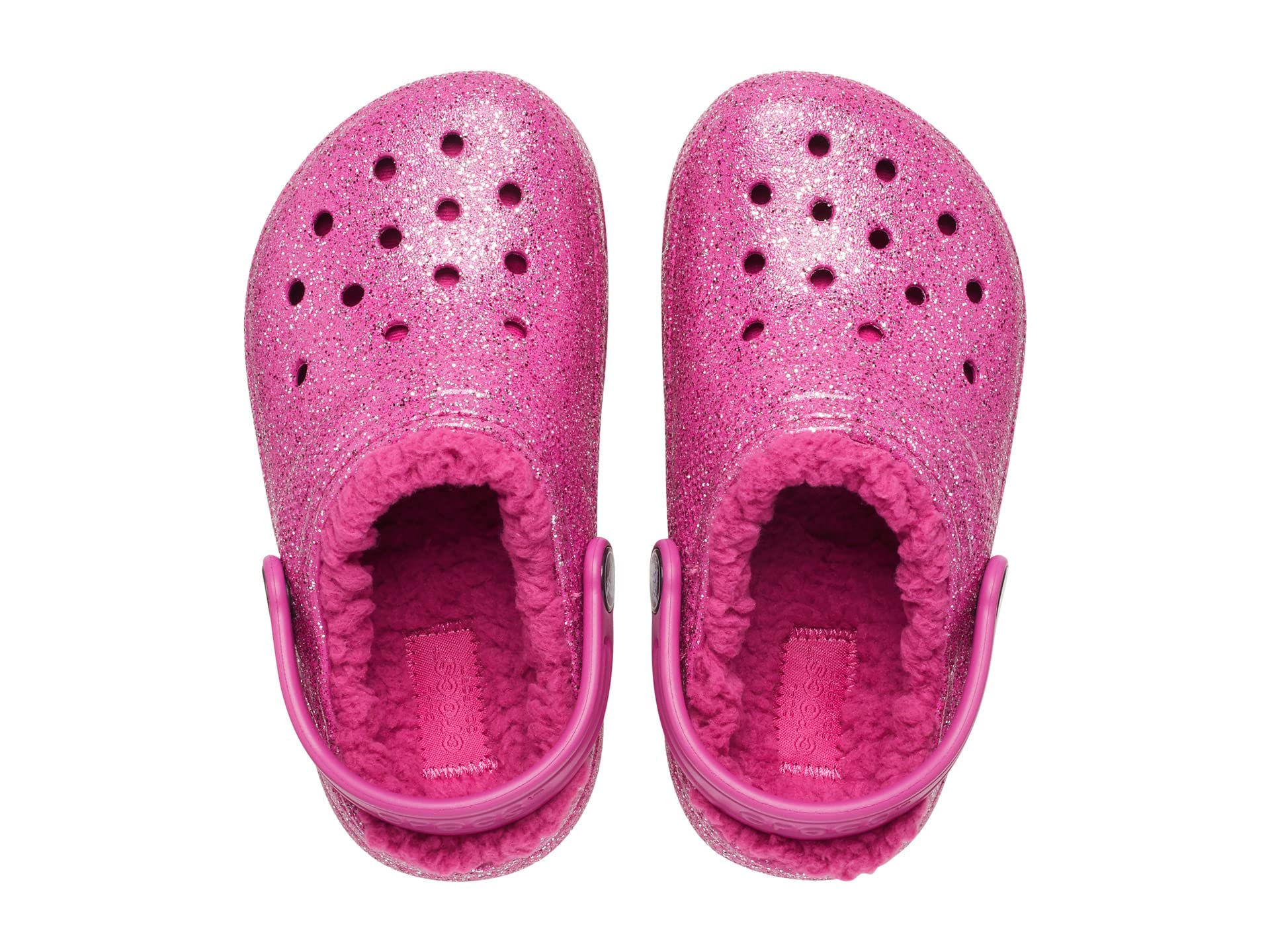 Crocs Classic Glitter Lined Clogs | Kids' Slippers, Fuchsia Fun/Multi, 6 US Unisex Toddler