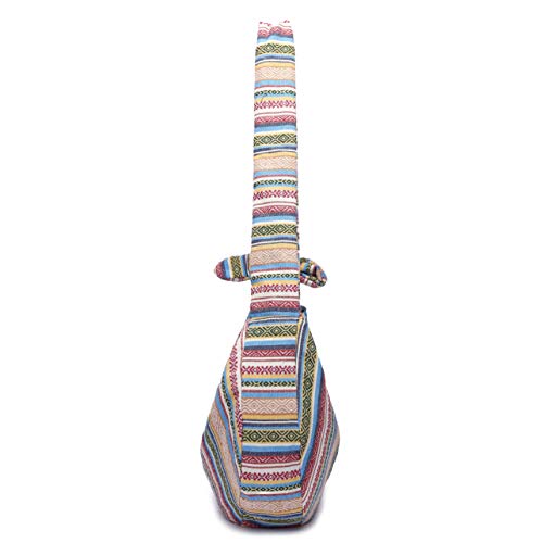 Women large Hippie Crossbody Bag cloth Hobo Sling Bag Cotton Bohemian Hand Bags (off-white)