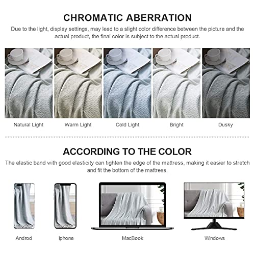 BOURINA Decorative Diamond Lattice Faux Cashmere Fringe Throw Blanket Lightweight Soft Cozy for Bed or Sofa Farmhouse Outdoor Throw Blankets, 50" x 60",Light Blue