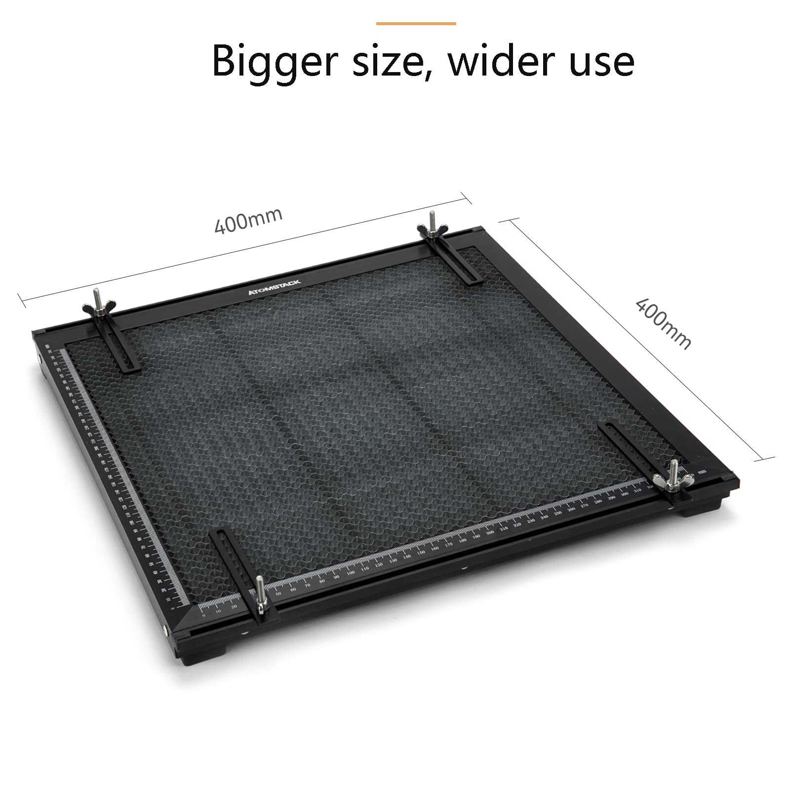 F2 Honeycomb Working Table, ATOMSTACK Metal Laser Cutting Bigger Thicken Worktable 15.74 * 1.18 inch, Fast Heat Dissipation, Anti Skid Fixture Fixing, Scale line, for Engraver, - Black
