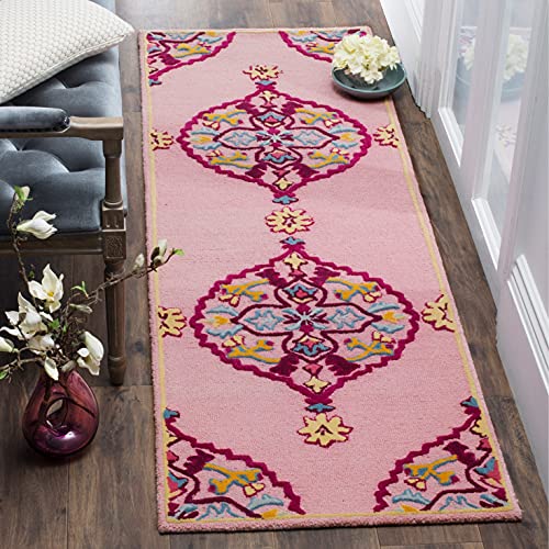 SAFAVIEH Bellagio Collection 2'3" x 5' Navy Blue/Multi BLG605C Handmade Medallion Premium Wool Accent Rug