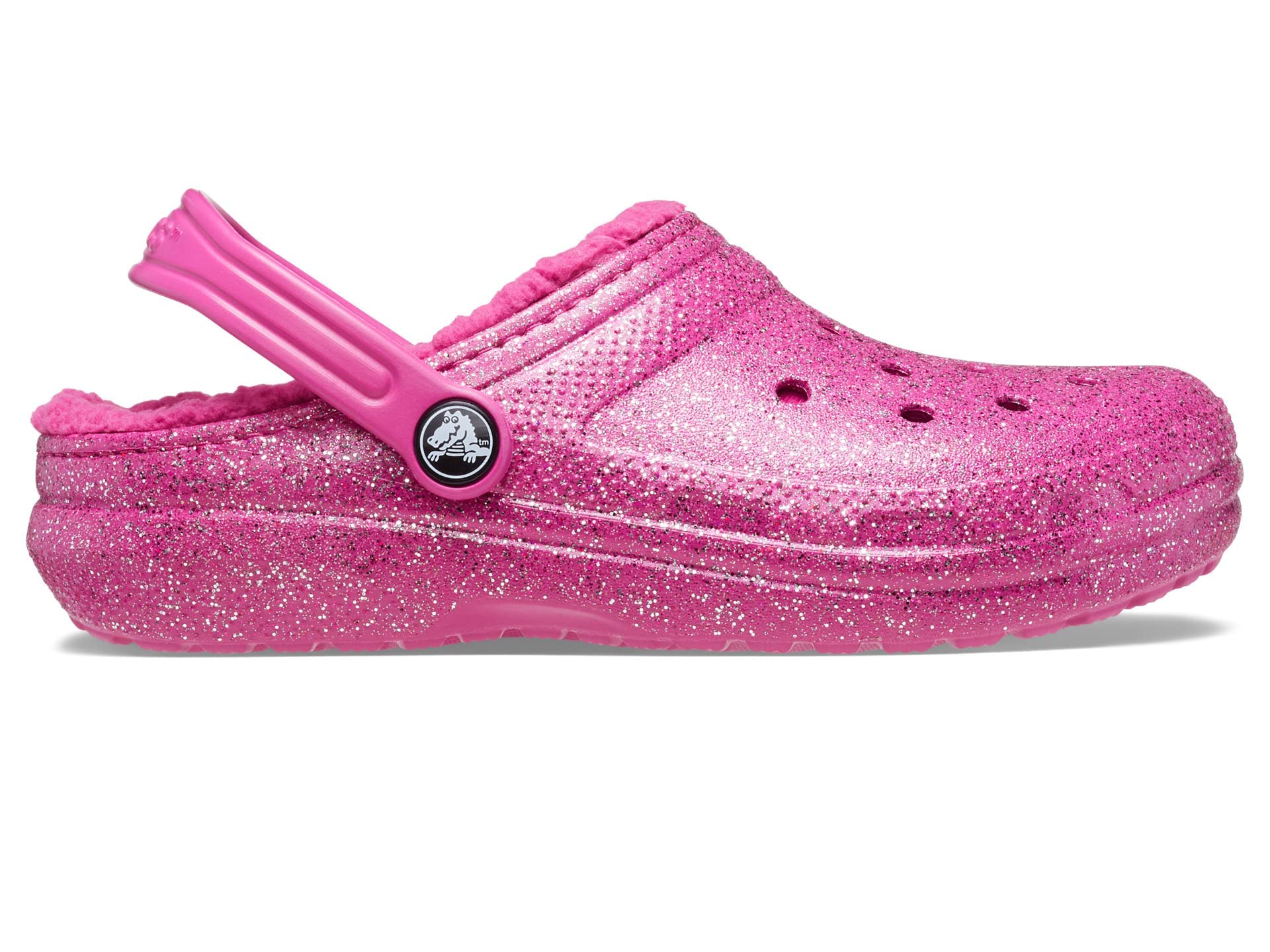 Crocs Classic Glitter Lined Clogs | Kids' Slippers, Fuchsia Fun/Multi, 6 US Unisex Toddler