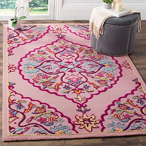 SAFAVIEH Bellagio Collection 2'3" x 5' Navy Blue/Multi BLG605C Handmade Medallion Premium Wool Accent Rug