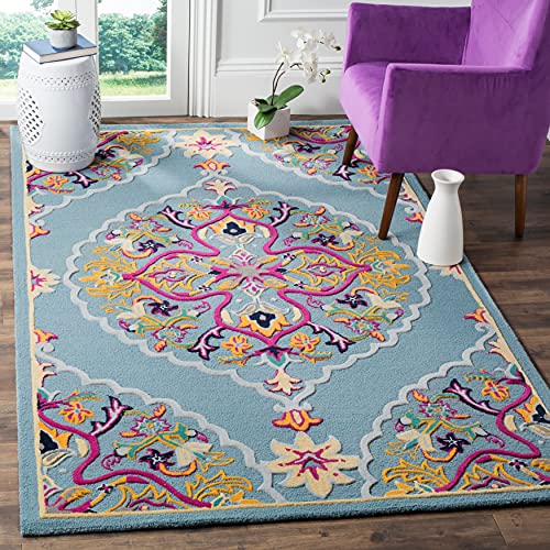 SAFAVIEH Bellagio Collection 2'3" x 5' Navy Blue/Multi BLG605C Handmade Medallion Premium Wool Accent Rug