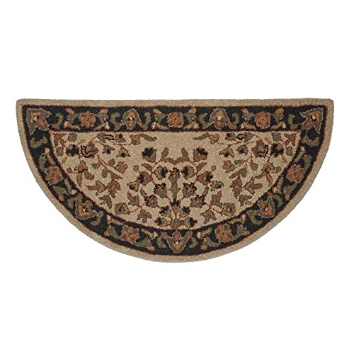 Uniflame Beige with Black Hand Tufted 100% Wool Rug - Protects Floor from Heat, Embers, and Sparks