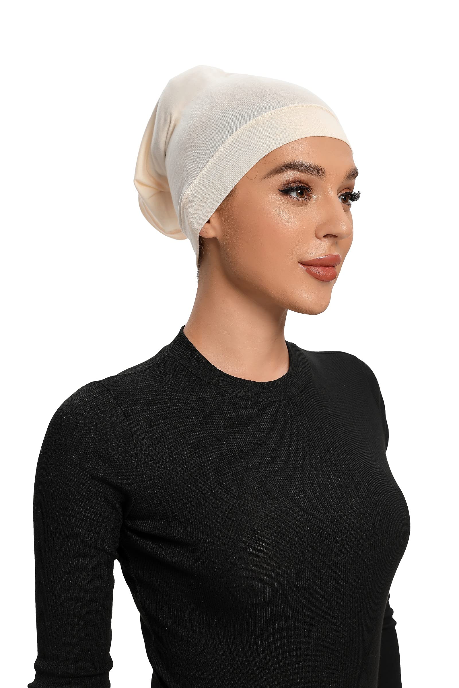 4 Pieces Hijab Undercap Hijab Underscarf Hijab Cap for Women ( White / Powder pink / Beige / Light grey )