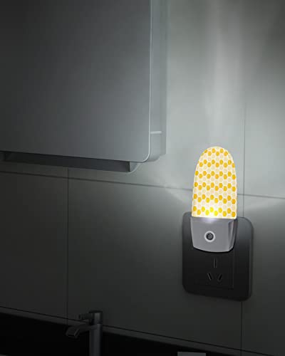 Womenfocus Night Light, Geometric Honeycomb Hexagon Yellow Night Light for Kids, Night Lights for Bedroom Decor Bathroom Decor, Night Lights Plug Into Wall, LED Light Energy Efficient Wall Lights