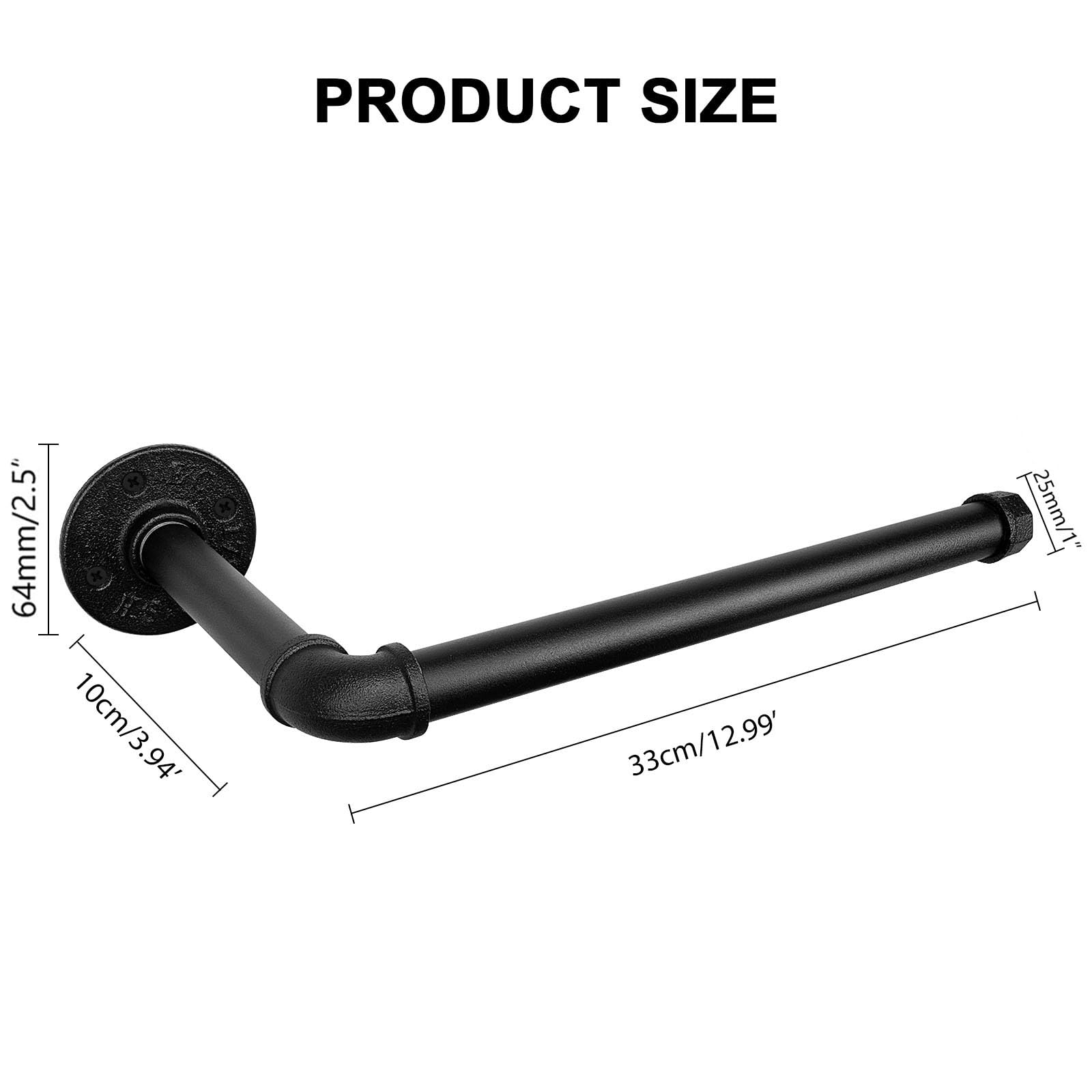 Jeasor Industrial Iron Pipe Kitchen Paper Towel Holder, Vintage Farmhouse Heavy Duty DIY Industrial Rustic Wall Mount Paper Towel Rack for Kitchen Bathroom (1, Black)