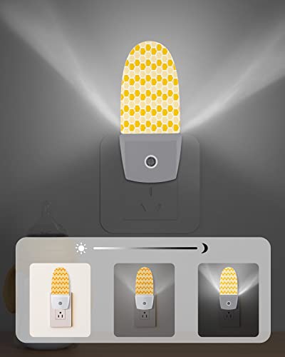 Womenfocus Night Light, Geometric Honeycomb Hexagon Yellow Night Light for Kids, Night Lights for Bedroom Decor Bathroom Decor, Night Lights Plug Into Wall, LED Light Energy Efficient Wall Lights