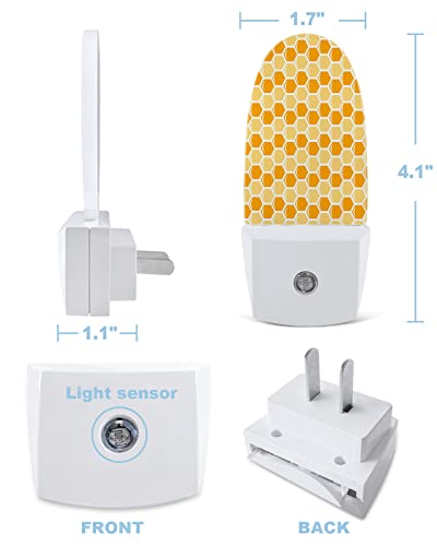Womenfocus Night Light, Geometric Honeycomb Hexagon Yellow Night Light for Kids, Night Lights for Bedroom Decor Bathroom Decor, Night Lights Plug Into Wall, LED Light Energy Efficient Wall Lights