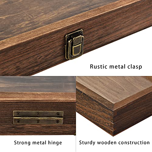 MOOCA Wooden Jewelry display case with Tempered Glass Top Lid, Brown Color