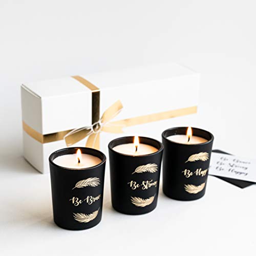 Scented Candle Gift Set with Natural Soy Wax & Aromatherapy Oils (Vanilla, Eucalyptus, Lavender). Packaged in Luxe Gift Box, Gifts for Women, Birthdays, Home Decor & All Occasions