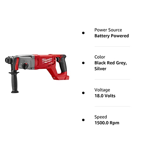 Milwaukee Electric Tool 2713-20 Milwaukee M18 Fuel 18V Lithium-Ion Brushless Cordless Sds Plus D-Handle Rotary Hammer, 1", Bare Tool, Plastic, 17.63" x 3.85" x 6.61"