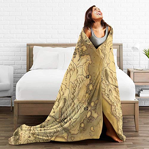 Makegeld Skyrim Worn Parchment Map Ultra-Soft Micro Fleece Blanket 60"" x50