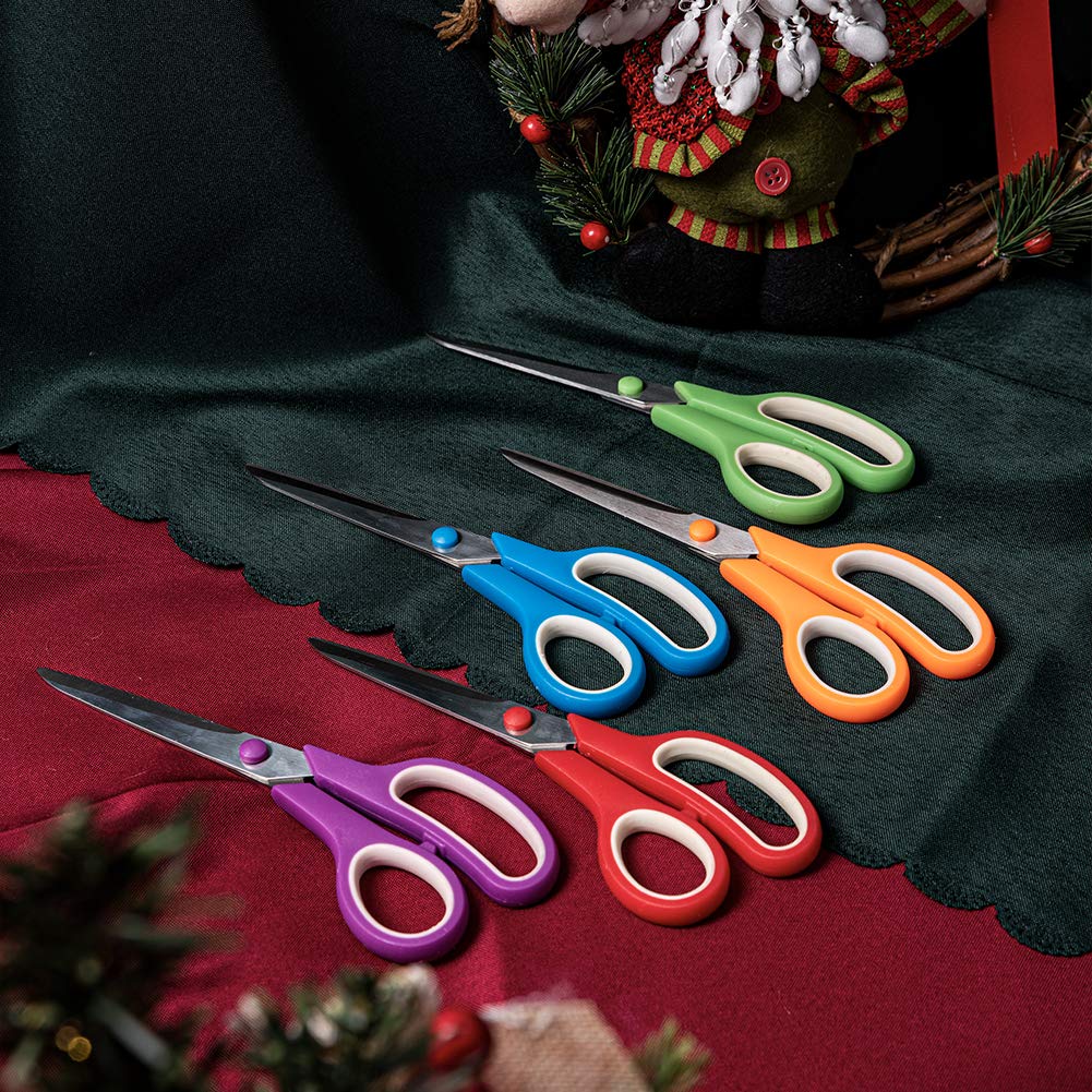 Multipurpose Scissors ,Stainless Steel Comfort Grip Handles,Sturdy Sharp Scissors for Office Home School Sewing Fabric Craft Supplies,Pack of 5,Right/Left Handed