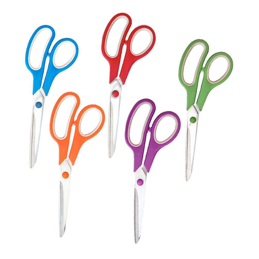 Multipurpose Scissors ,Stainless Steel Comfort Grip Handles,Sturdy Sharp Scissors for Office Home School Sewing Fabric Craft Supplies,Pack of 5,Right/Left Handed