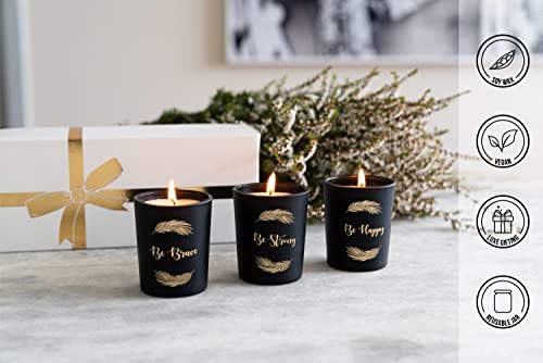 Scented Candle Gift Set with Natural Soy Wax & Aromatherapy Oils (Vanilla, Eucalyptus, Lavender). Packaged in Luxe Gift Box, Gifts for Women, Birthdays, Home Decor & All Occasions